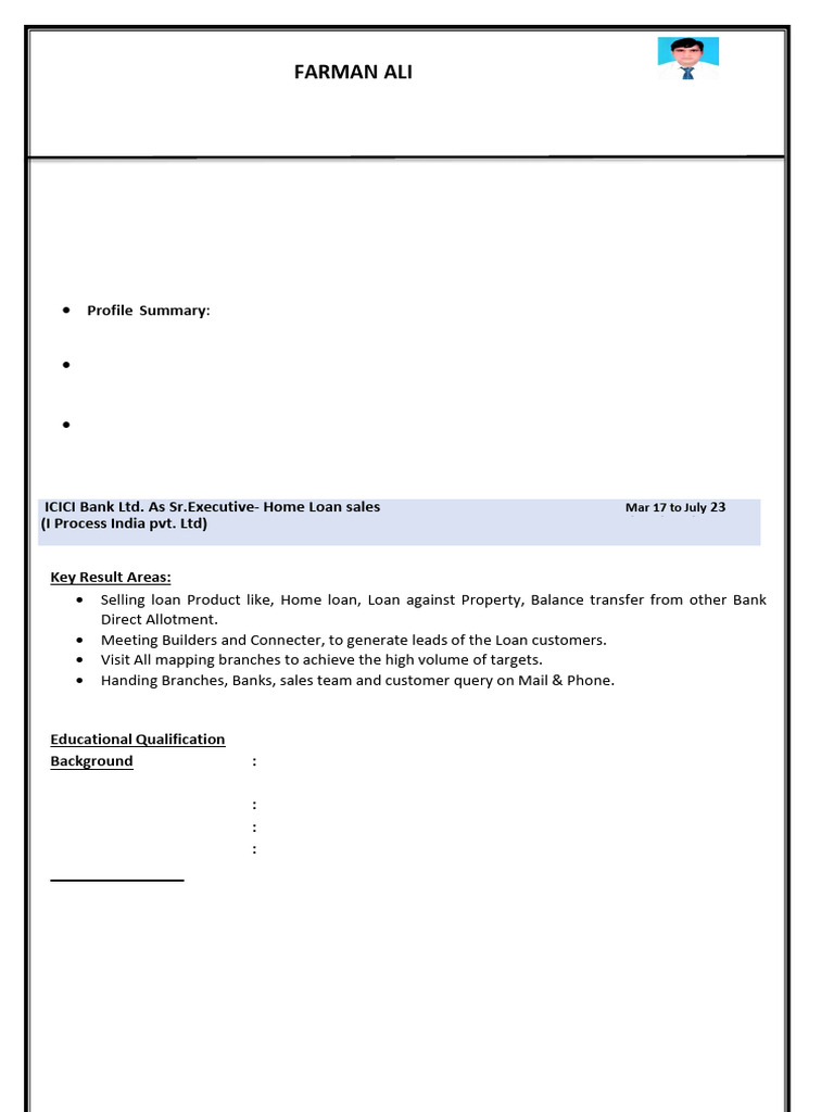 CV_SALES_FARMAN ALI | PDF | Sales | Business Economics
