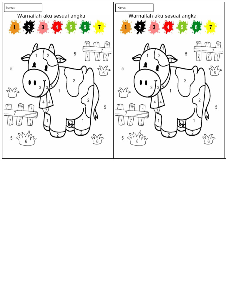 Warnailah Aku Sesuai Angka Sapi | PDF