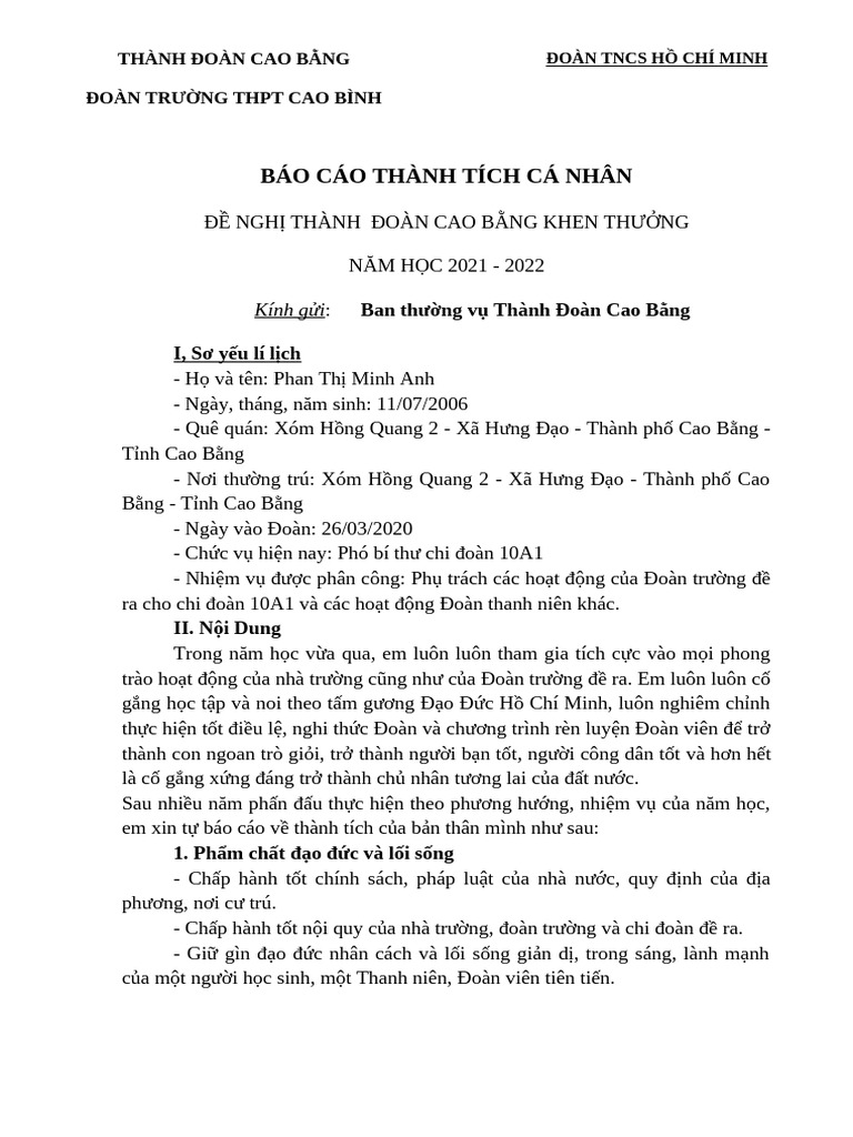 Nguyễn Thùy Dung 10a1 2021-2022 | PDF
