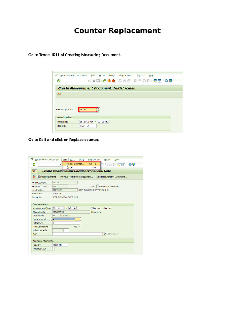 Counter Replacement | PDF