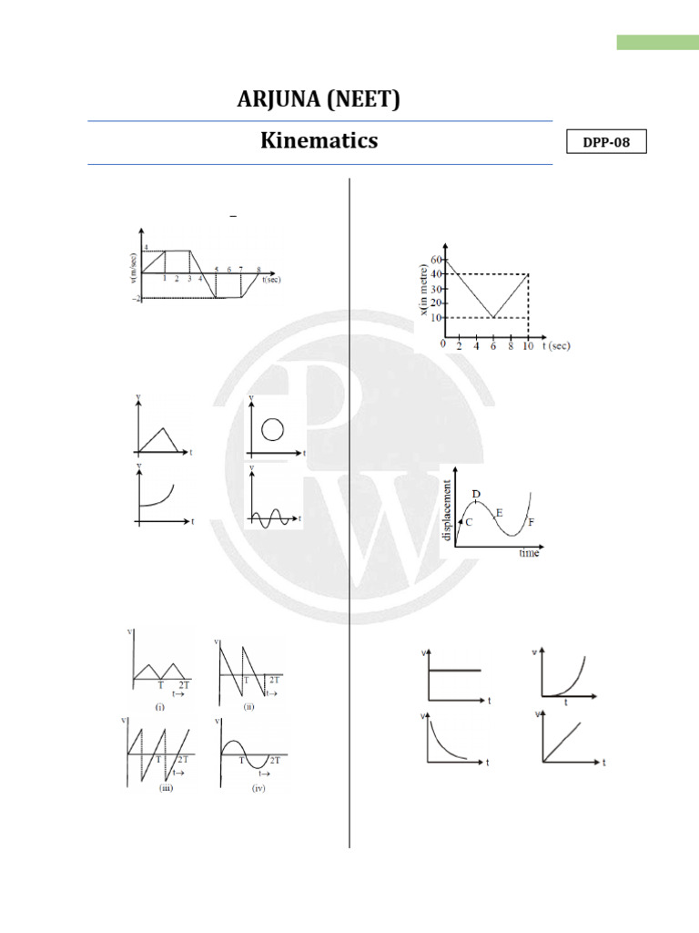 Kinematics: DPP 08 (Of Lec 13) | PDF | Velocity | Kinematics