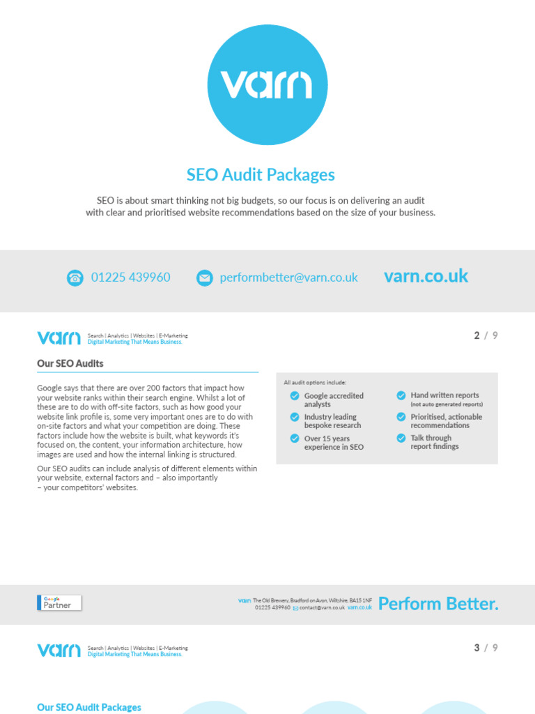 Varn SEO Audit Packages | PDF | Search Engine Optimization | World Wide Web