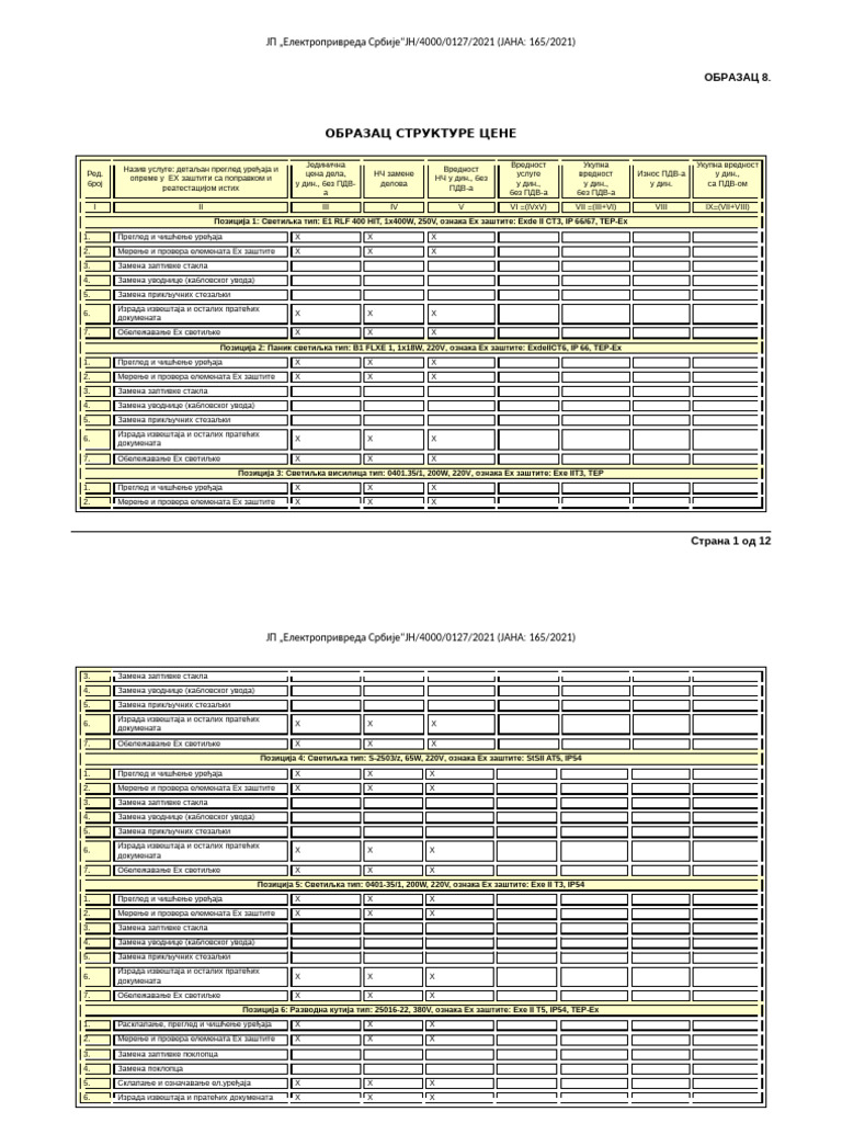 3. Obrazac Strukture Cene 2 | PDF