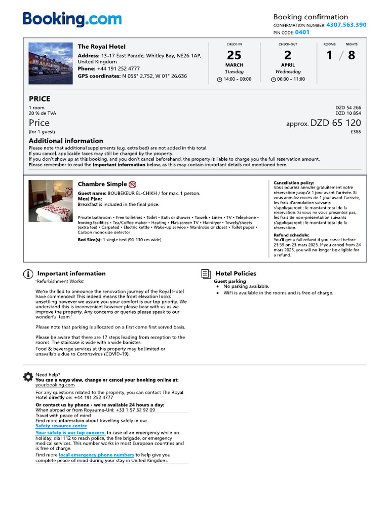 Reservation Hotel | PDF