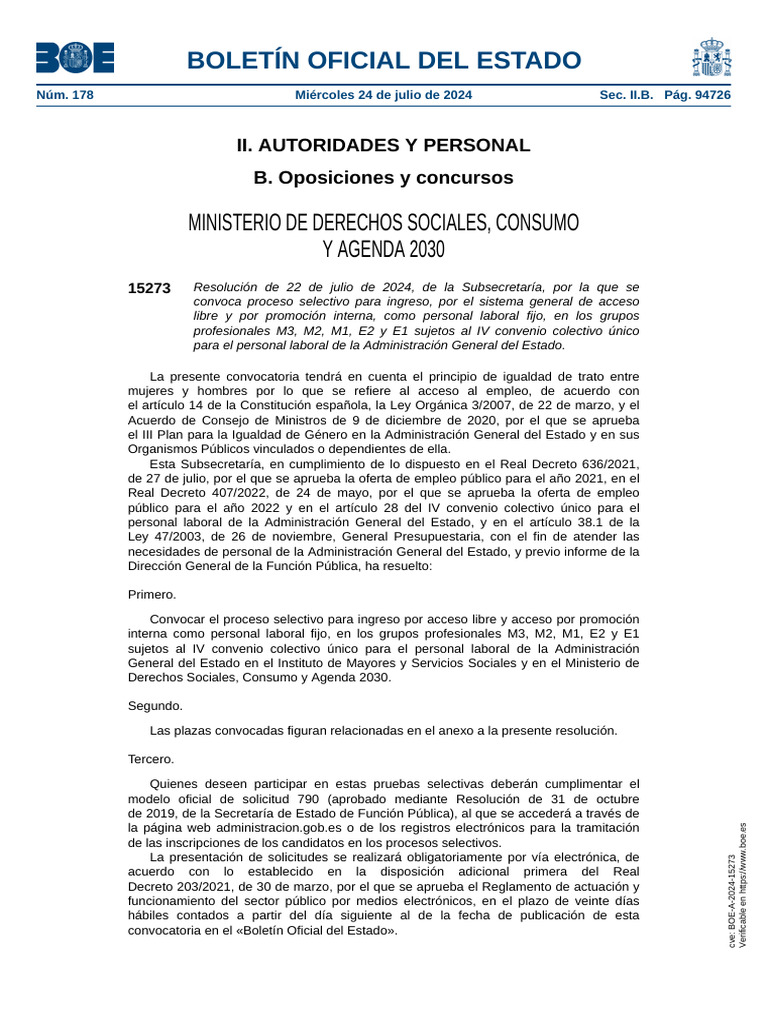 Boe A 2024 15273 | PDF | Gobierno