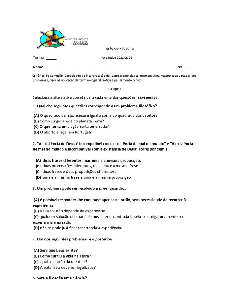 Modelo de Teste 10 | PDF | Argumento | Science