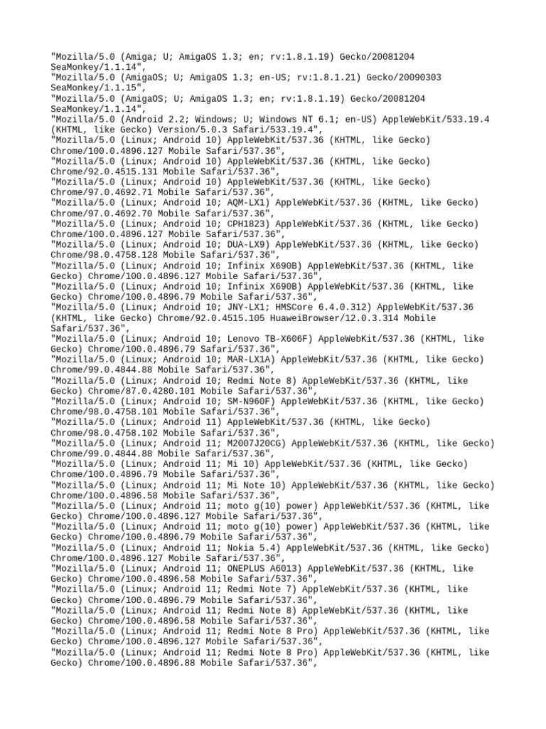 Formatted User Agents | PDF | Safari (Web Browser) | Operating System Families