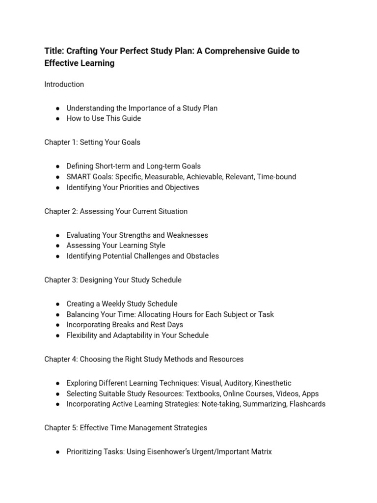 Crafting Your Perfect Study Plan | PDF | Time Management | Professional ...