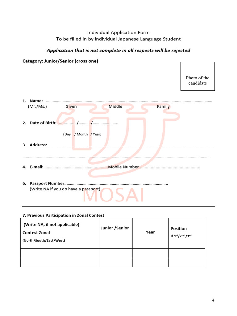 2.JLSC Individual Application Form | PDF | Tests | Japan