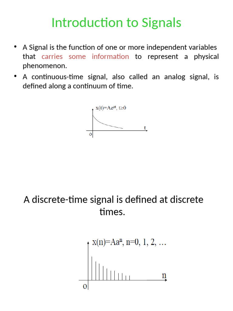Introduction to Signals | PDF | Discrete Time And Continuous Time ...