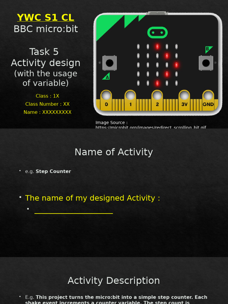 Micro:bit Activity Design with Variables | PDF