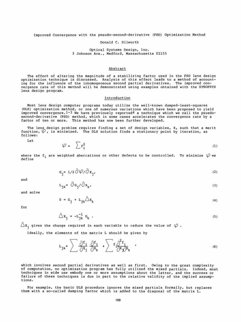 dilworth1983-Improved Convergence with the pseudo-second-derivative (PSD) Optimization Method ...