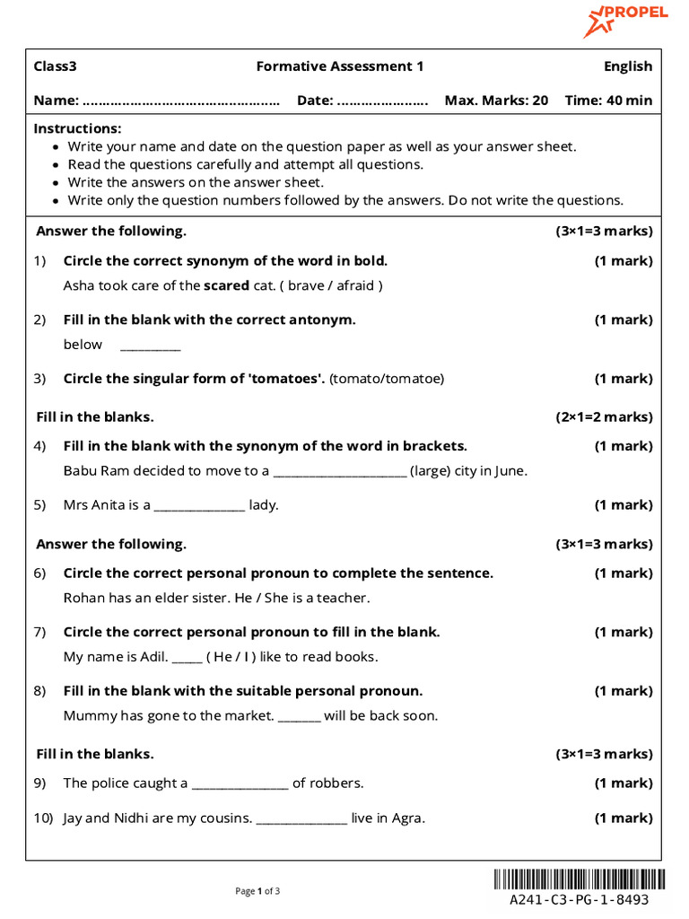 English Formative Assessment 1 | PDF | Bakery | Baking