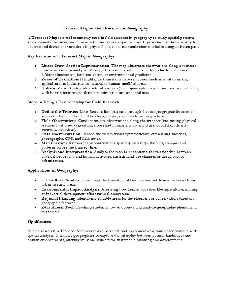 Transect & quadrants | PDF | Geography | Map