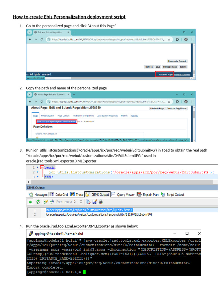 How To Create Ebiz Personalization Deployment Script | PDF