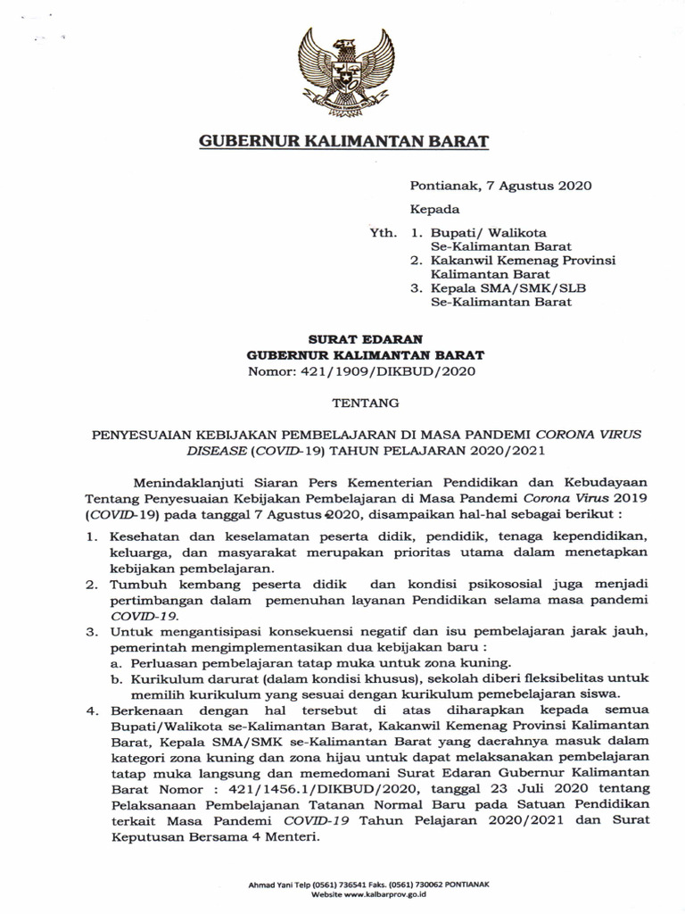 Surat Edaran Gubernur | PDF