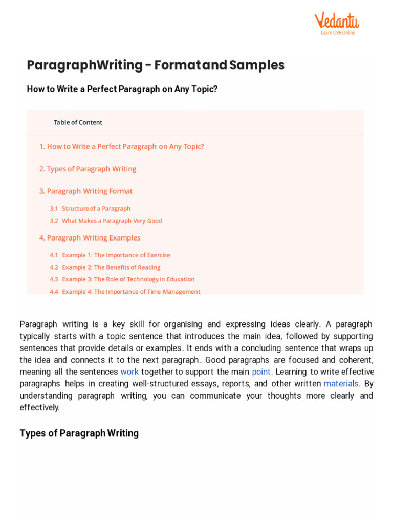 Paragraph Writing - Format and Samples | PDF