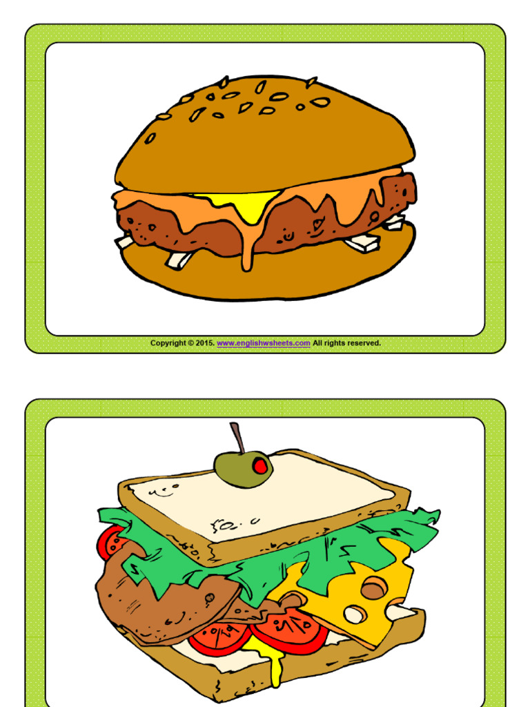 Fast Food Big Esl Flashcards for Kids | PDF