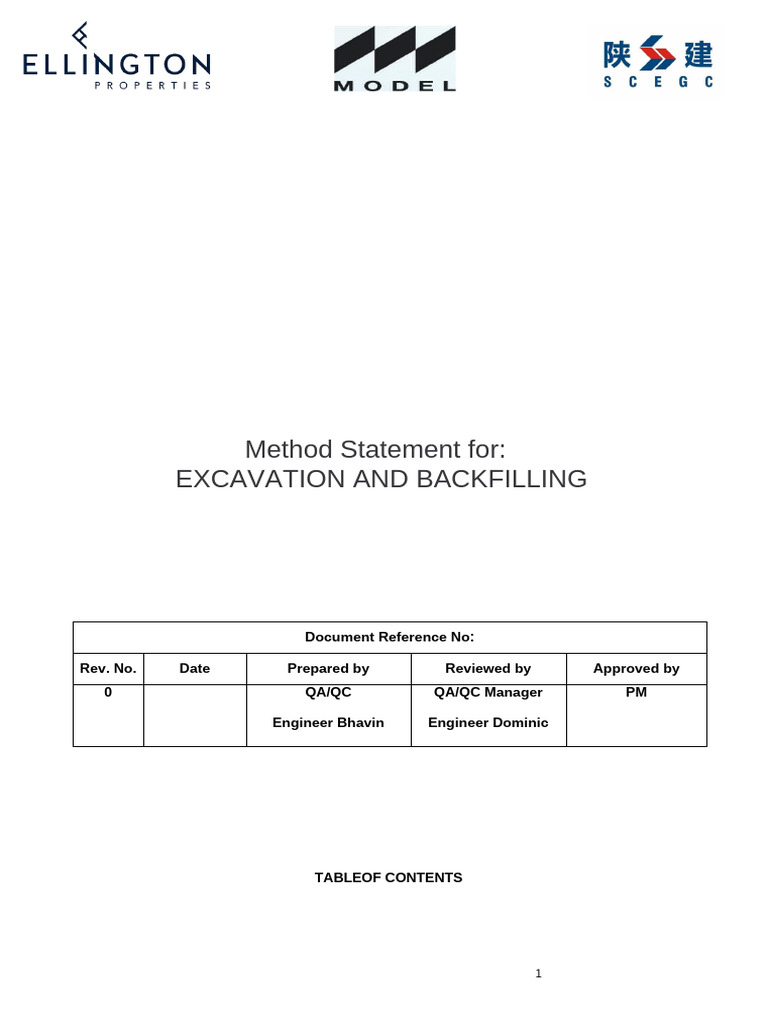 Method of Statement - Excavation & Backfilling | PDF | Traffic | Personal Protective Equipment