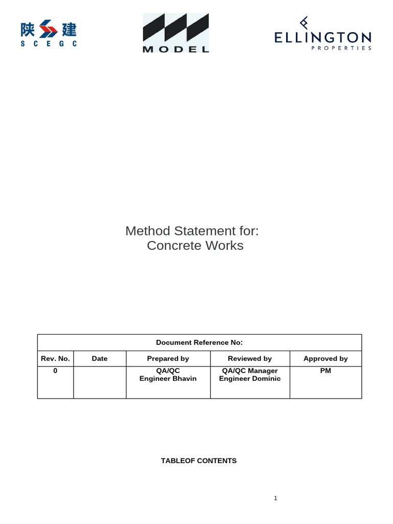 Method of Statement - Concrete Works | PDF | Concrete | Traffic