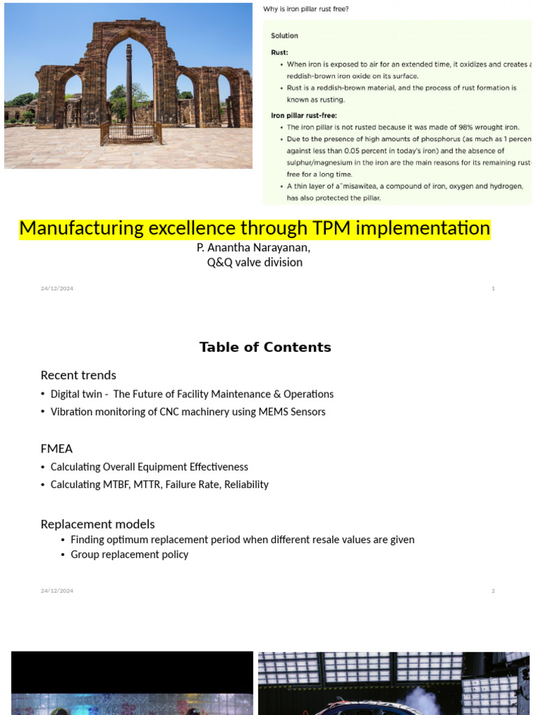 Manufacturing Excellence Through TPM Implementation | PDF | Reliability Engineering | Systems ...