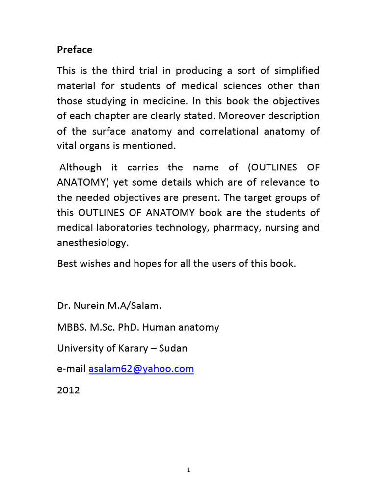 Outlines of Anatomy for Medical Students | PDF | Anatomical Terms Of ...