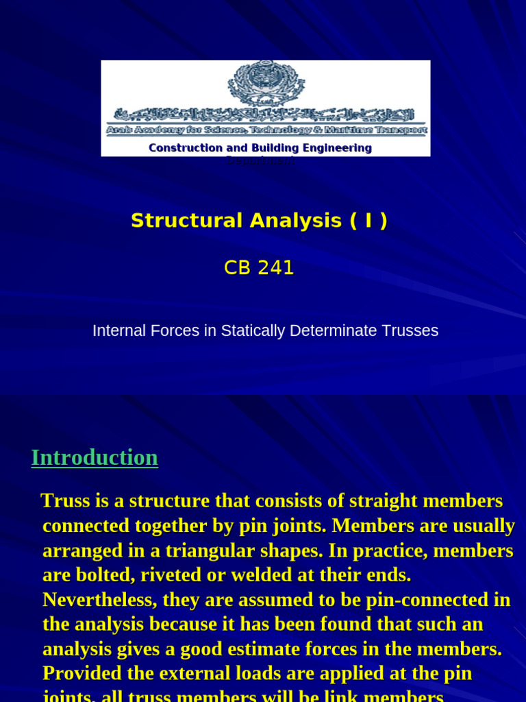 Structural Analysis I_Internal Force of Truss | PDF | Truss | Mechanical Engineering