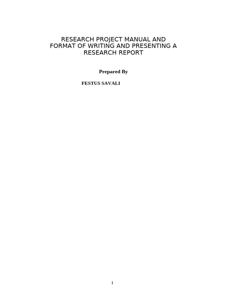 Research Project Manual and Format | PDF | Thesis | Hypothesis