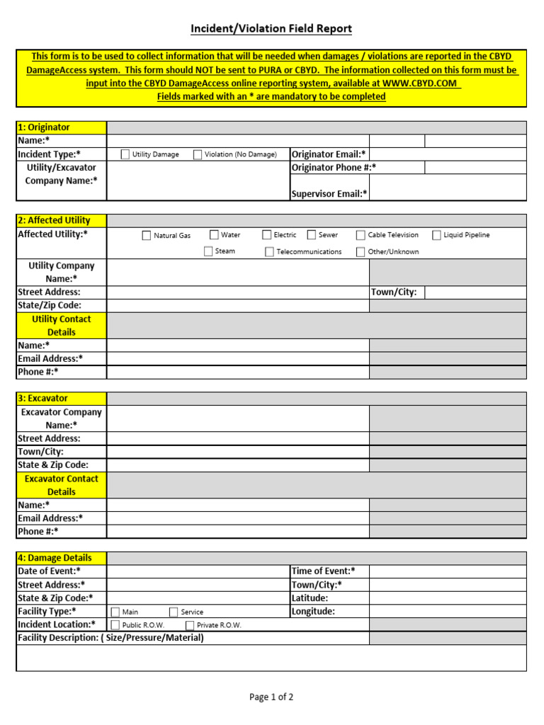 Incident Violation Field Report | PDF