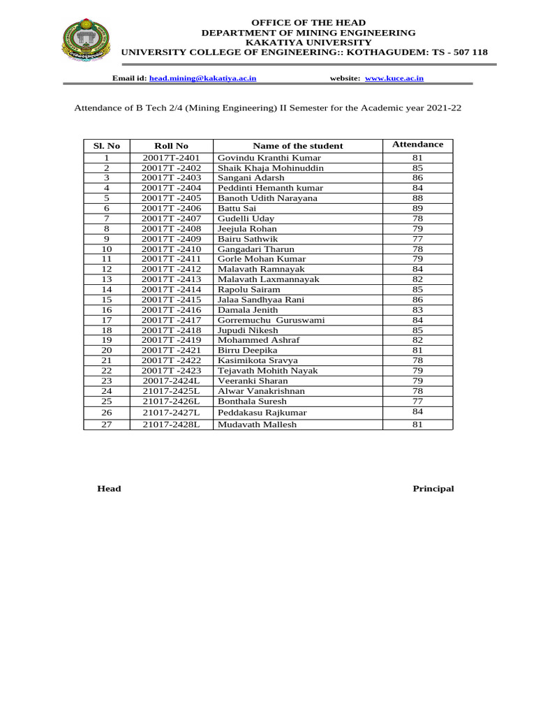 B Tech II Year II Semester | PDF