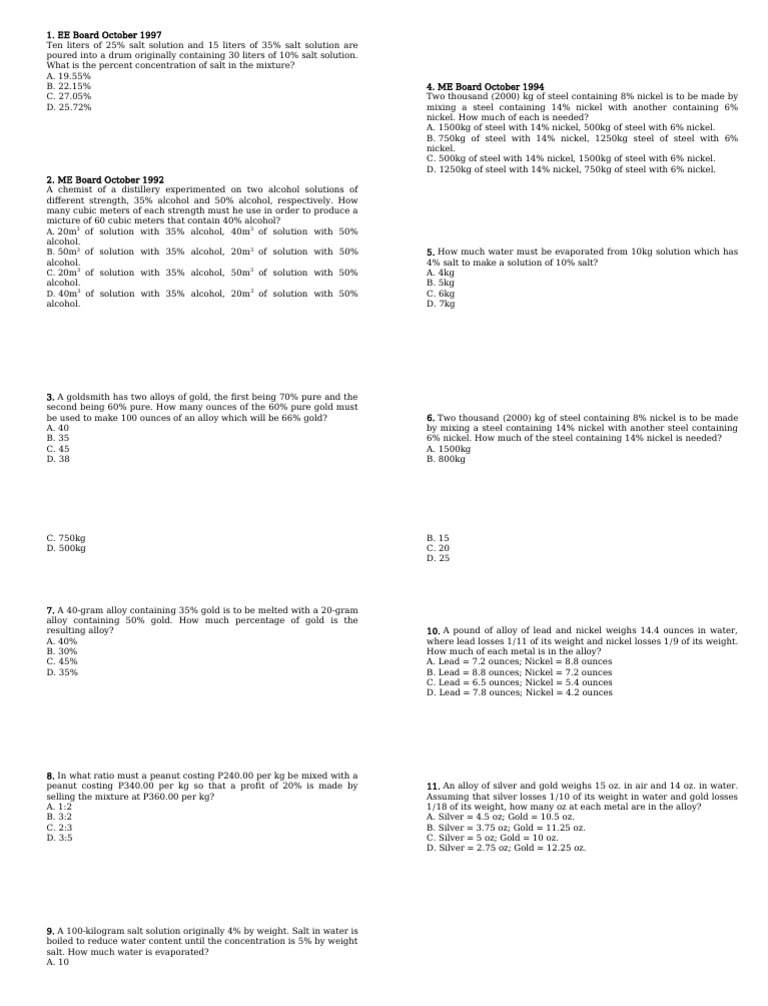 MIXTURE | PDF | Alloy | Ounce