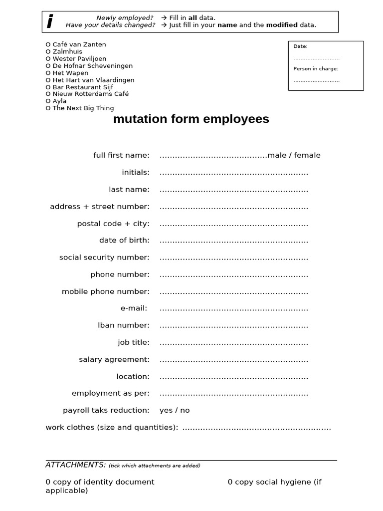 HHE - Mutation Form Employees | PDF