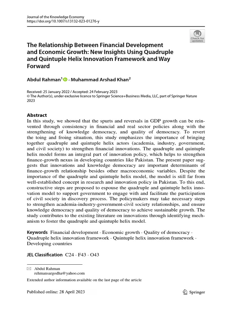 The Relationship Between Financial Development and Economic Growth New ...