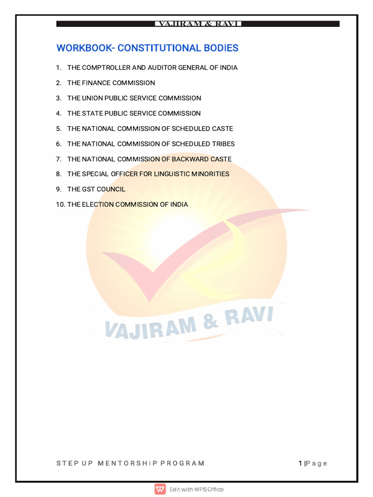 Polity Workbook_19_Constitutional Bodies(CBs) | PDF | Audit | Government