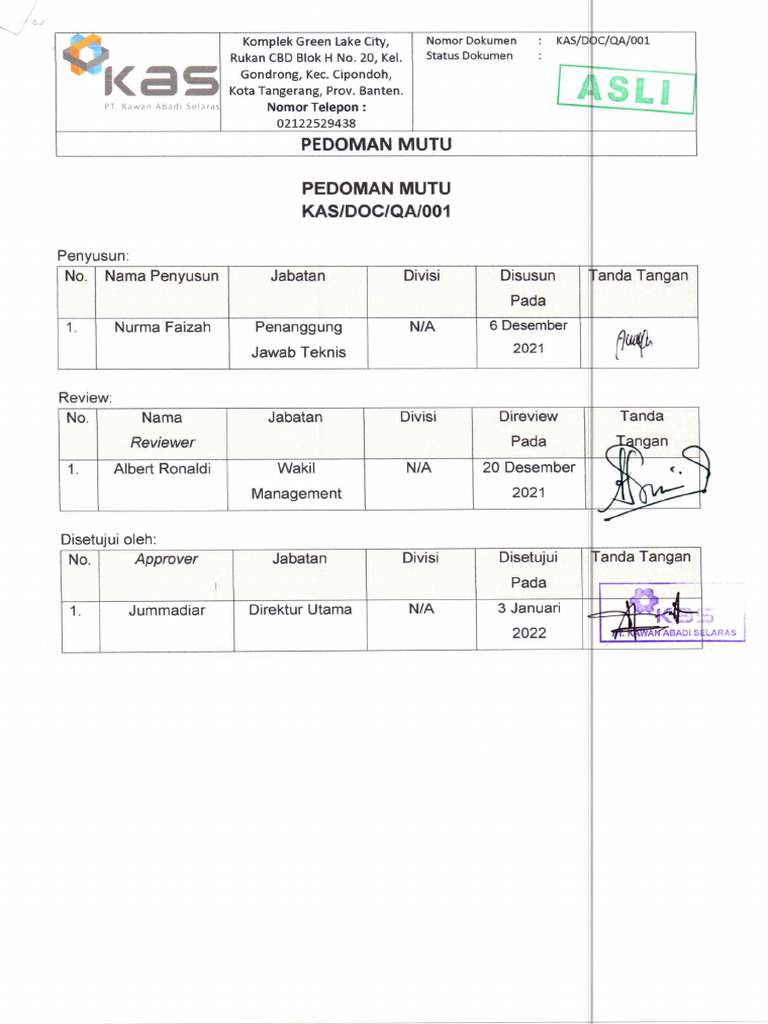 2.1 Pedoman Mutu Dan Bisnis Proses | PDF