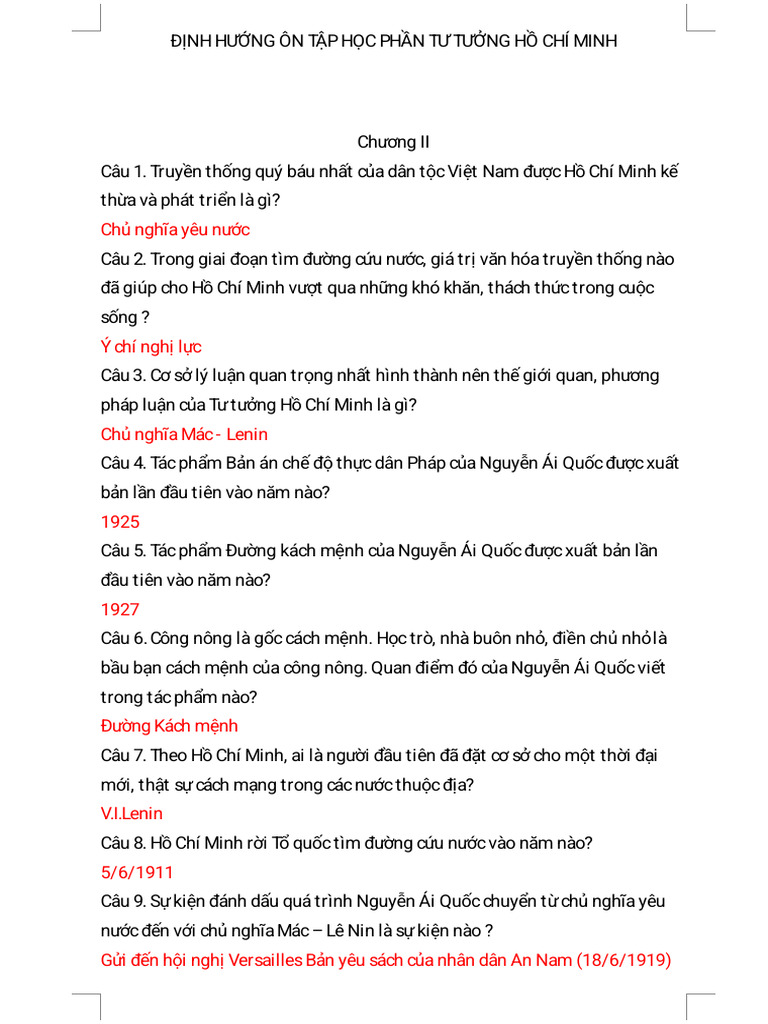 Định Hướng Ôn Tập TTHCM | PDF