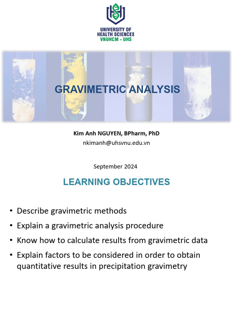 Gravimetric Analysis Techniques Guide | PDF | Precipitation (Chemistry ...
