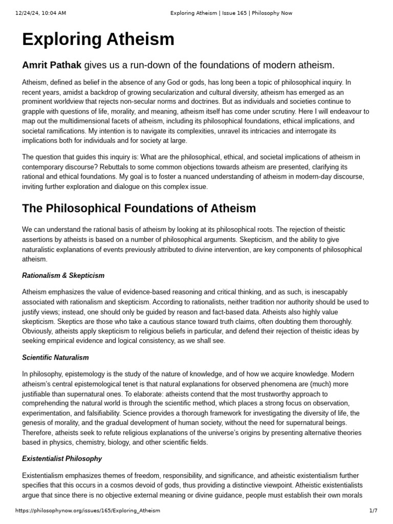 Exploring Atheism _ Issue 165 _ Philosophy Now | PDF | Atheism ... Exploring Atheism _ Issue 165 _ Philosophy Now | PDF | Atheism ...