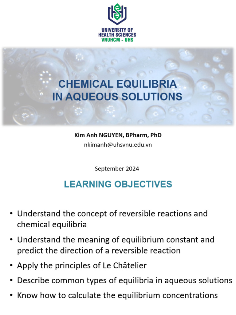 Chemical Equilibria D2022 | PDF | Chemical Equilibrium | Dissociation (Chemistry)