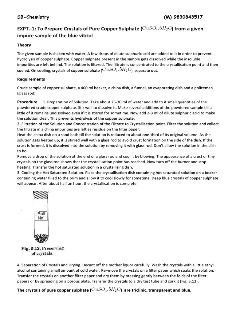 Crystallisation of CuSo4 | PDF