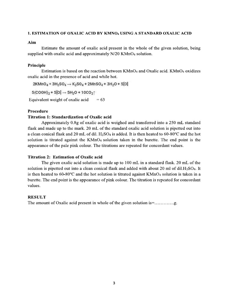 KMnO4 Vs (COOH)2 | PDF