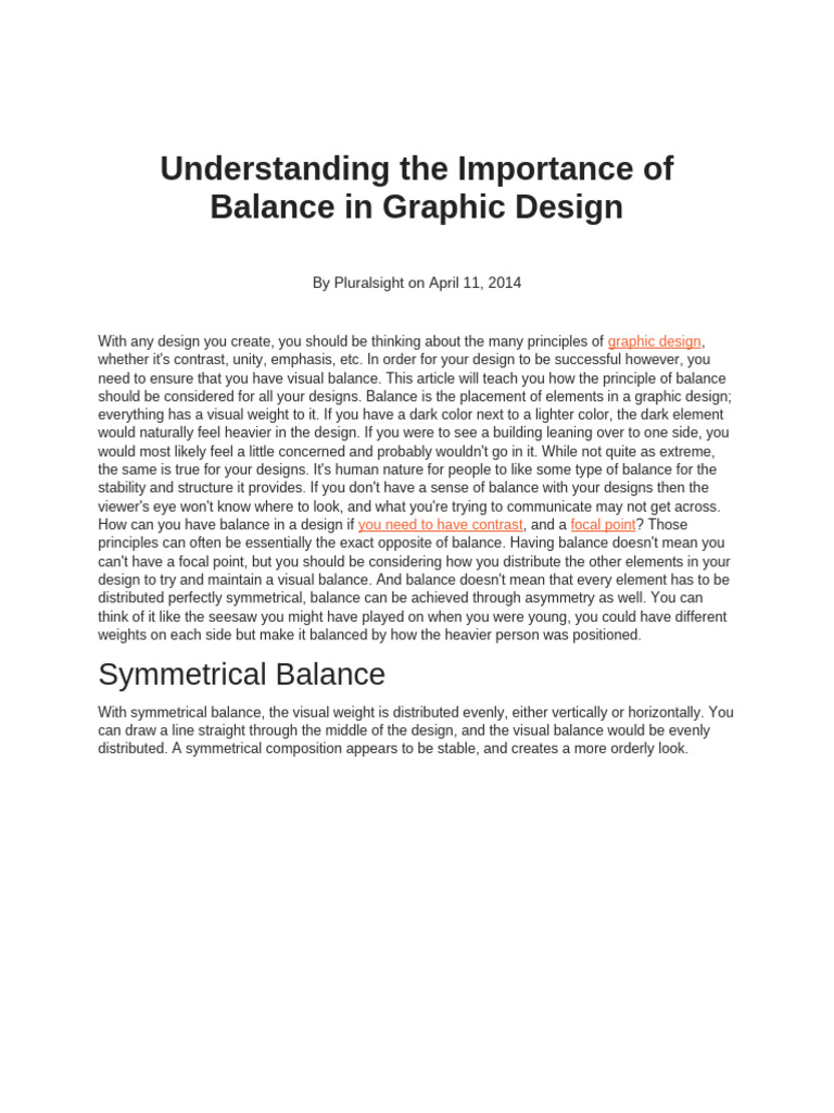 Understanding the Importance of Balance in Graphic Design | PDF ...