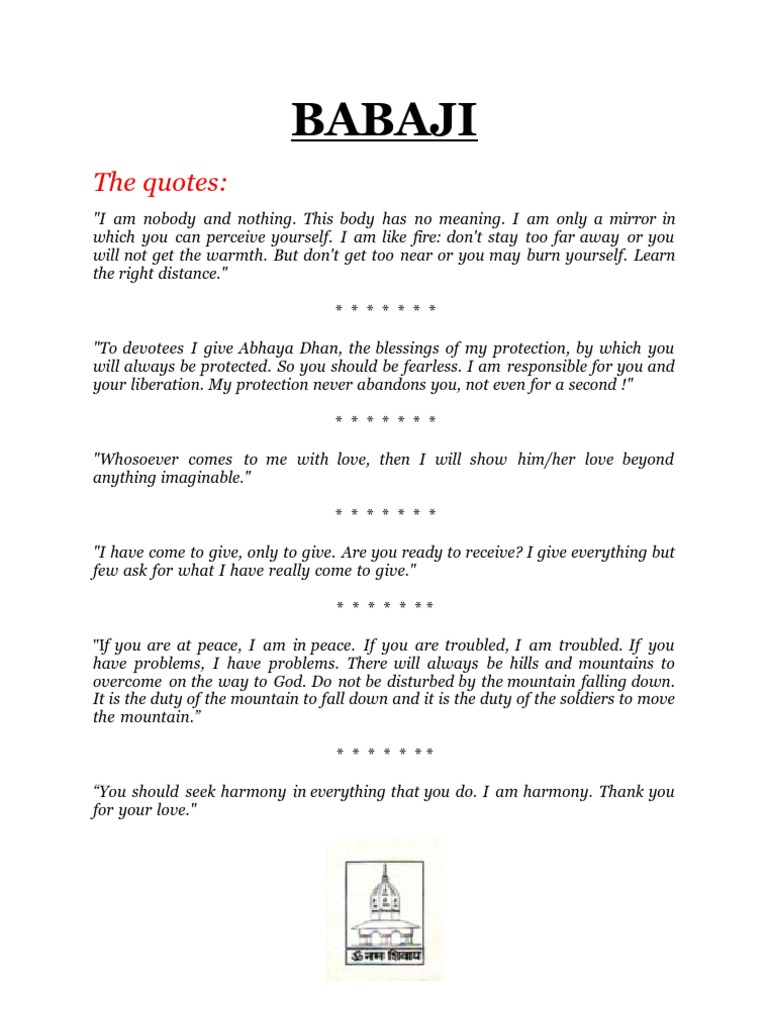 Babaji Quotes | PDF | Religion & Spirituality