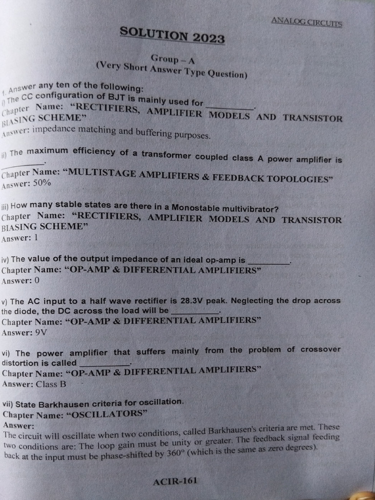 Analog Circuits | PDF | Amplifier | Electronic Filter