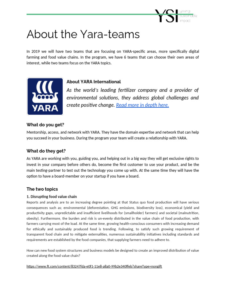 YARA teams | PDF | Food Industry | Sustainability