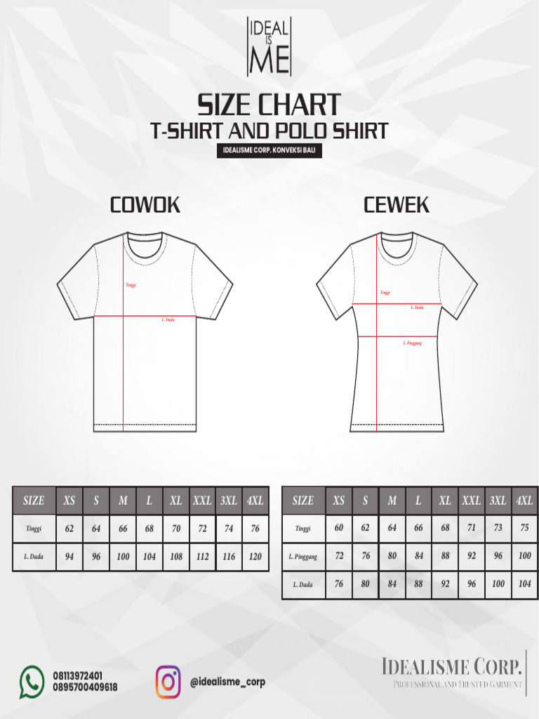 Polo Shirt Size Chart | PDF