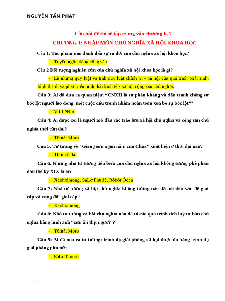 TÀI LIỆU ÔN THI CNXH | PDF