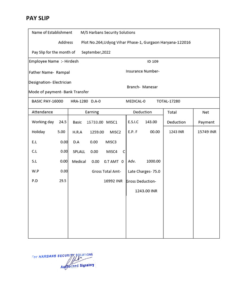 pay slip (Hirdesh SEP.) | PDF