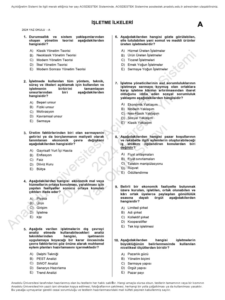 ,2024 Yaz Okulu | PDF