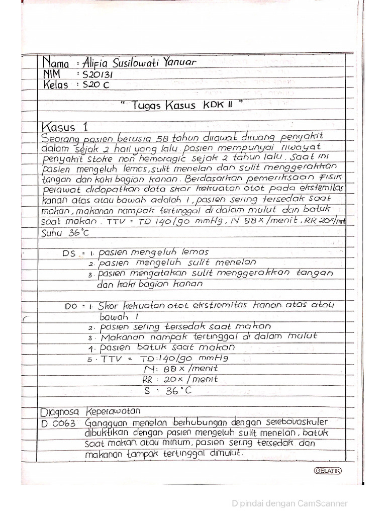 S20131 - S20C - Alifia Susilowati Yanuar (Soal Kasus KDK) | PDF